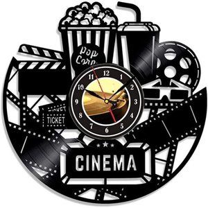 Wall Decor | Home Theater Cinema And Popcorn Vinyl Record Wall Clock ...